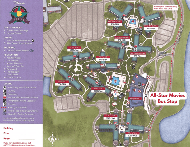 Disney's All-Star Movies Transportation Map (With Destinations)
