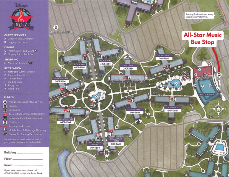 Disney's All-Star Music Transportation Map (With Destinations)