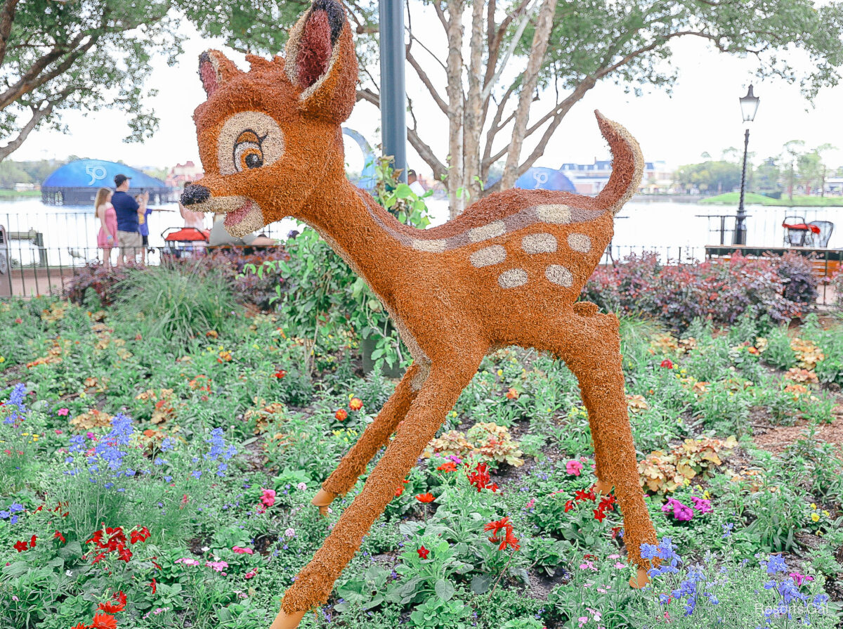 Through the Years: Bambi, Flower, and Thumper Character Topiaries at Epcot