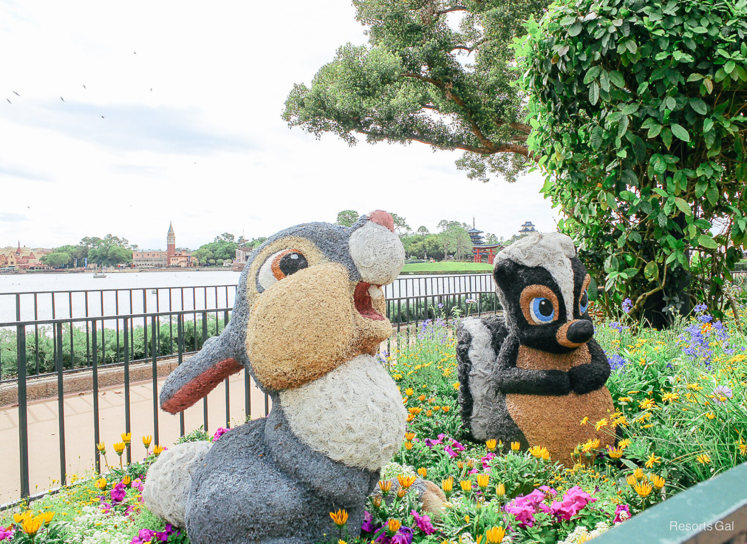 Through the Years: Bambi, Flower, and Thumper Character Topiaries at Epcot