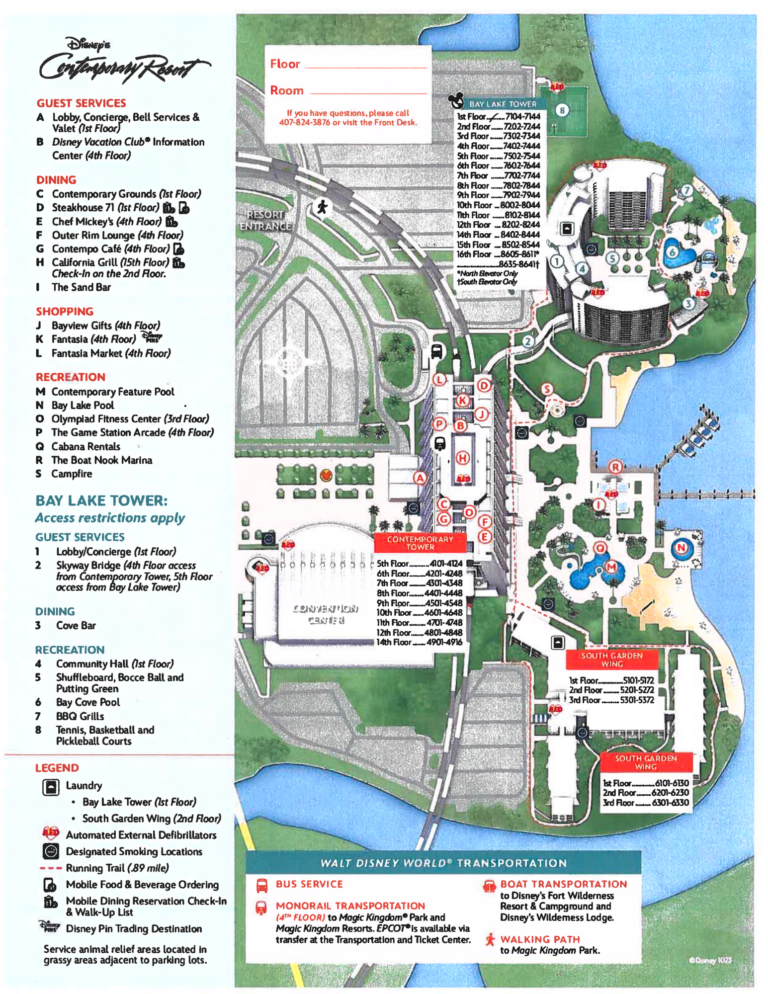 Disney's Contemporary Resort Map - Resorts Gal