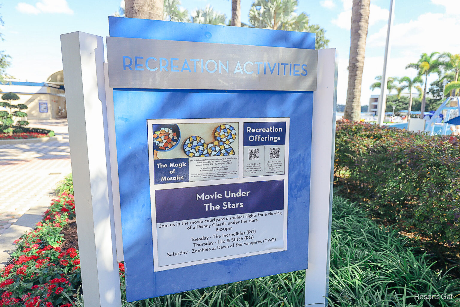 Disney Resort Hotel Activity Calendars