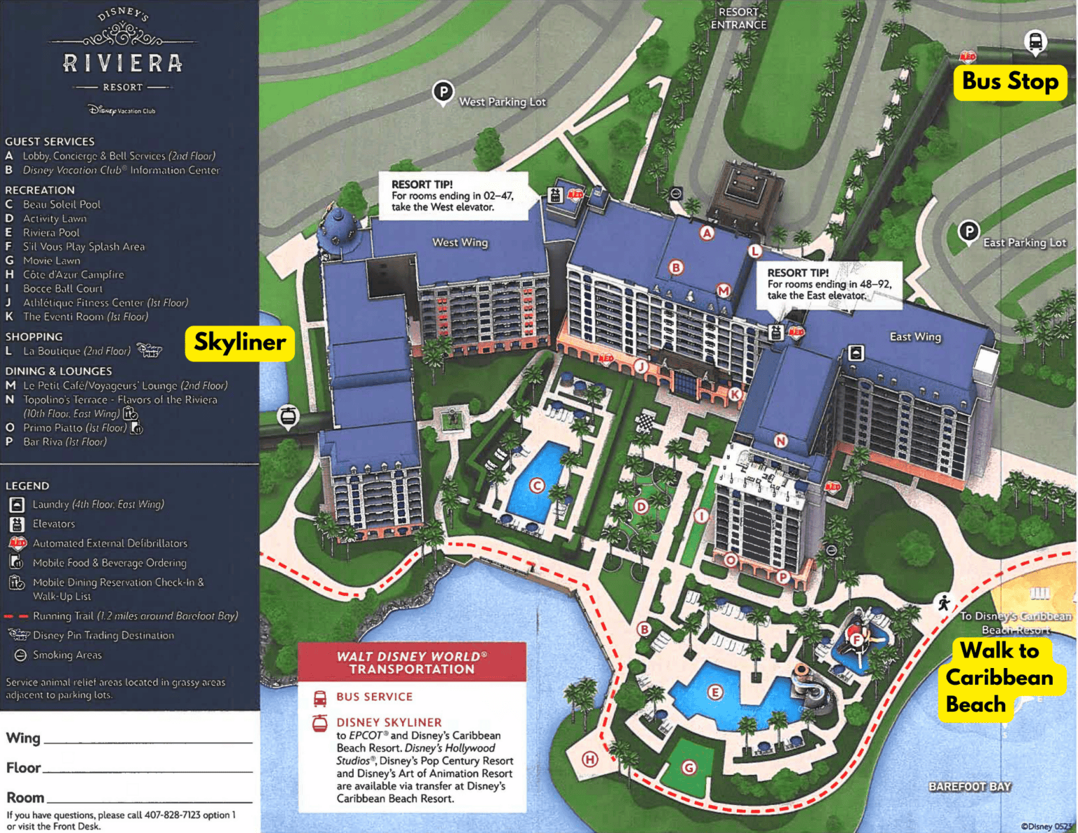 Disney's Riviera Resort Transportation Map (With Destinations)