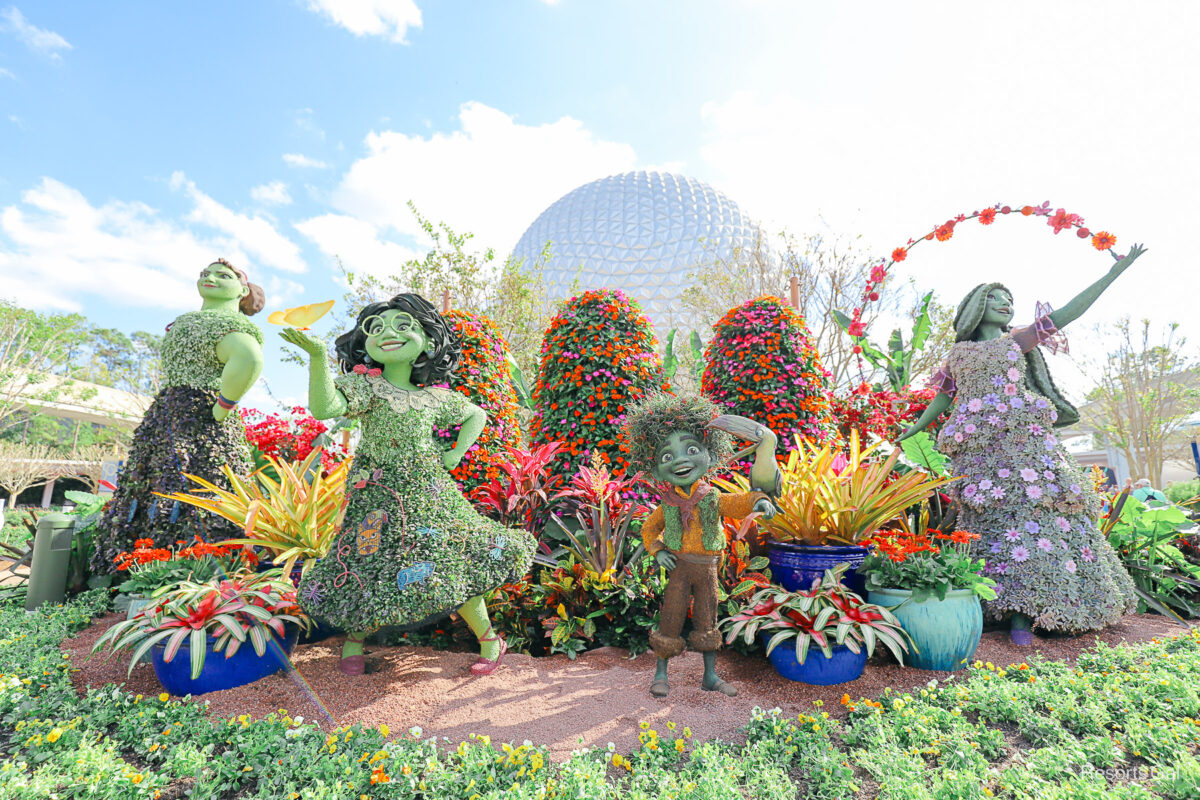 'Encanto'-themed Character Topiaries Debut at Epcot's Entrance for 2023 ...