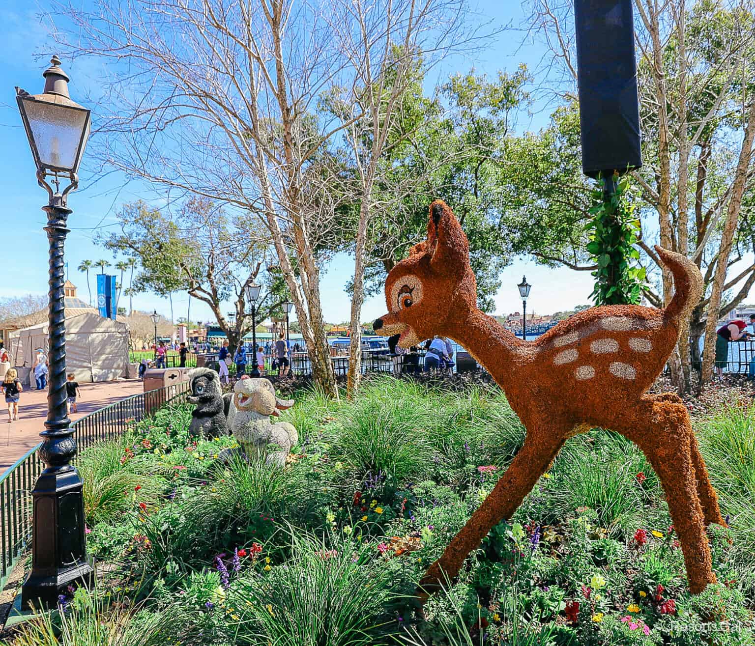 Through the Years: Bambi, Flower, and Thumper Character Topiaries at Epcot