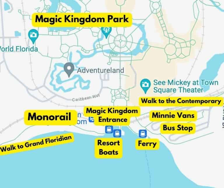 Magic Kingdom Transportation Map, Locations, and Options