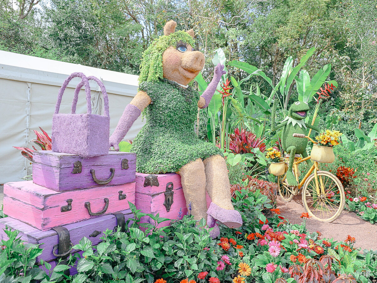 Through the Years: Kermit and Miss Piggy Character Topiaries at Epcot's ...