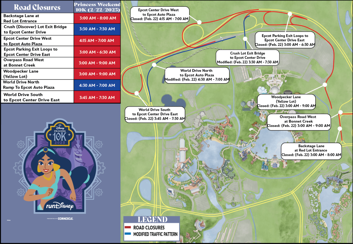 Road Closures for 2025 runDisney Princess Weekend 10K and Half-Marathon