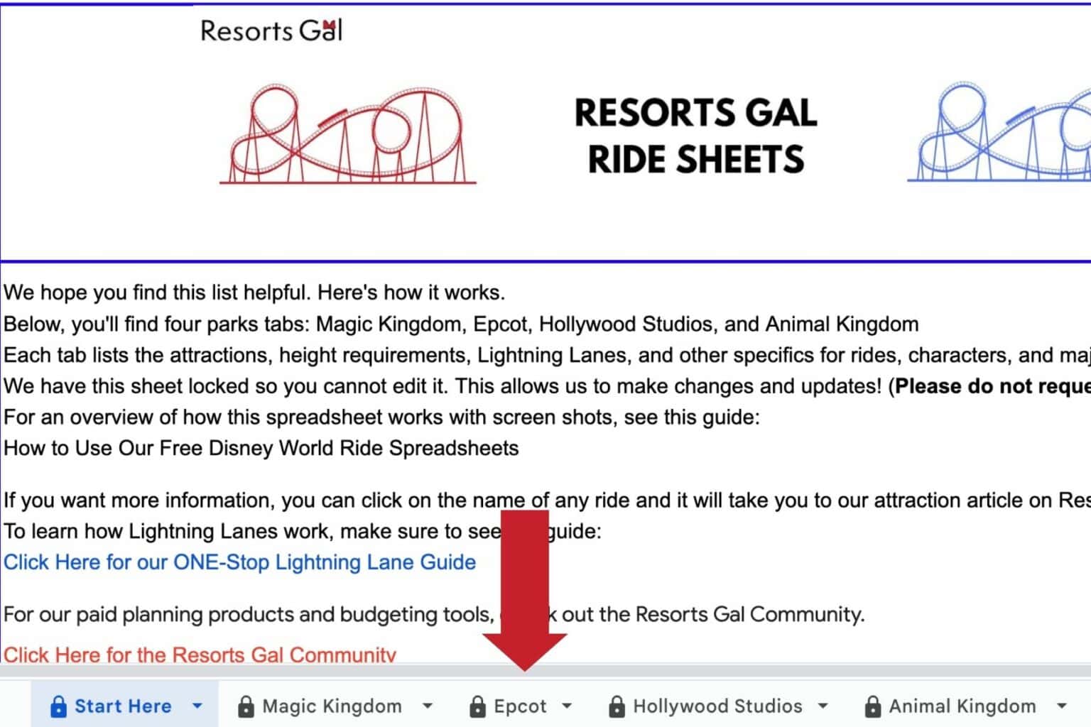 A Free Ride Spreadsheet for Epcot to Help You Plan (By Resorts Gal)
