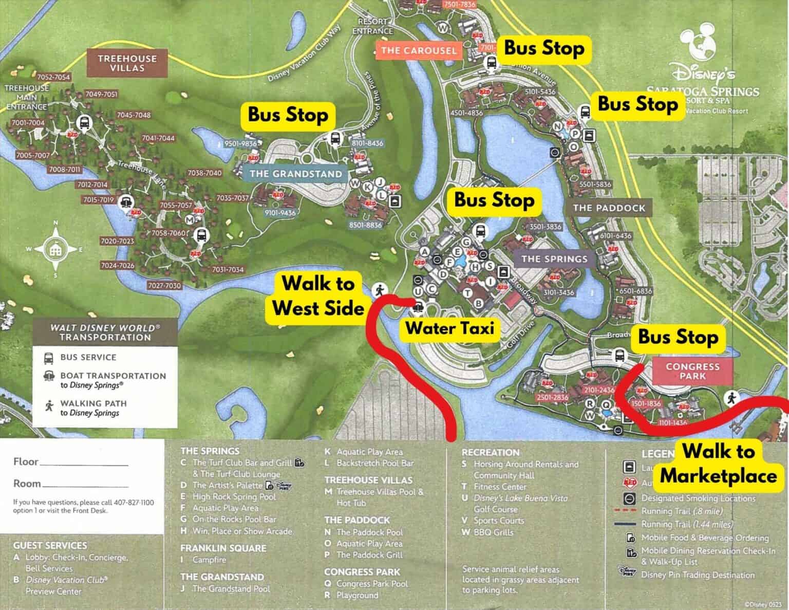 Disney's Saratoga Springs Resort and Spa Transportation Map (With ...